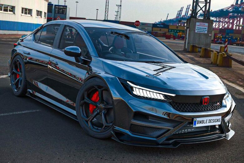 Honda City Type R 假想图：Type R 套件上身，化身帅气的运动家轿。 - automachi.com